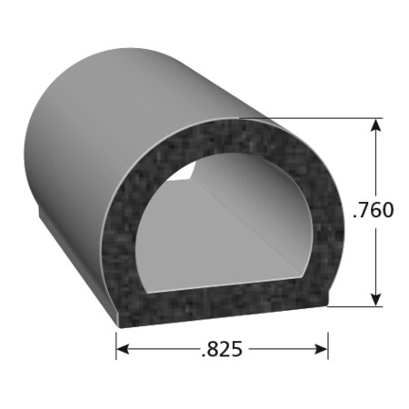 Exonic Polymers D-shaped EPDM Sponge Rubber Seal, .930"H & .760"W, 250 ...