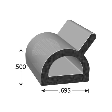 Exonic Polymers D-shaped EPDM Sponge Rubber Seal, .695"H & .695"W, 250 ...