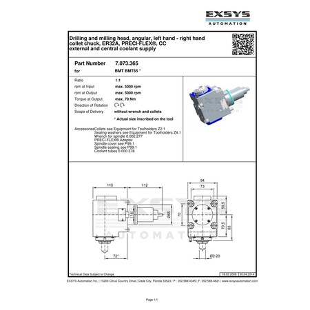 Eppinger R78773A BMT65, Drilling and milling head, angular, left hand ...