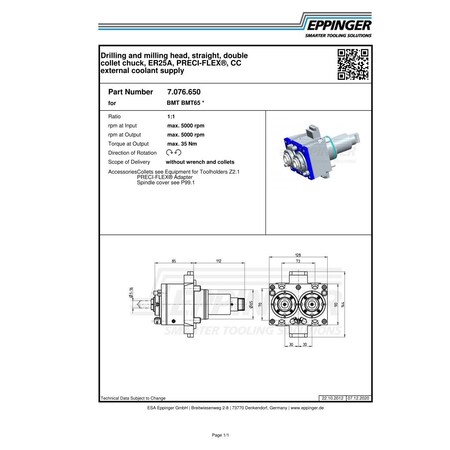 Eppinger BMT65, Drilling and milling head, straight, double collet ...