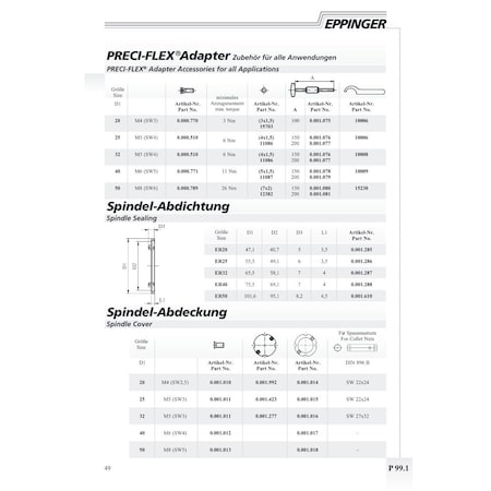 Eppinger PRECIFLEX mounting screw for ER25 and ER32, Includes Pt11086 ...