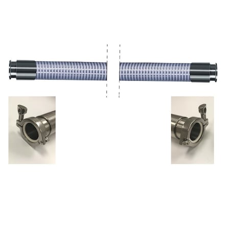 Flux Pumps 2 inch ID hose assembly, 9 ft long, with tri clamps 24 ...