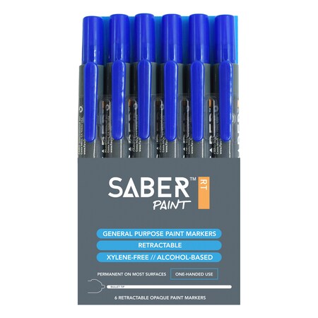 Saber Paint Rt Retractable Paint Marker, General Purpose, Blue, PK6 ...