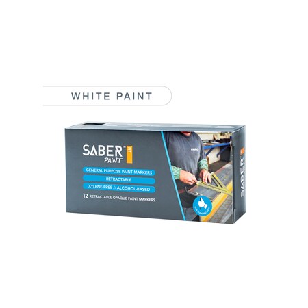 Saber Paint Rt Retractable Paint Marker, General Purpose, White, PK12 ...