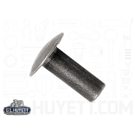 Huyett Solid Rivet, Truss Head, 1/4 in Dia., 1/2 in L, Carbon Steel ...