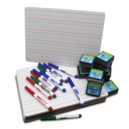 Flipside Red & Blue Ruled/Plain White Dry Erase Dual Sided Board ...