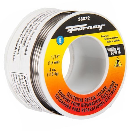 Forney Solder, Electrical Repair, Rosin Core, 1/16 in, 4 Ounce 38072 | Zoro