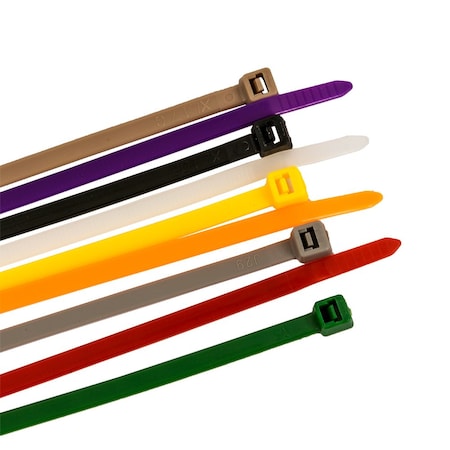 Forney Cable Tie, 12 in L, 3 in Max Bundle Dia., Assorted Colors, Nylon ...
