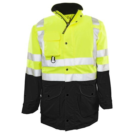 Game Workwear The Hi-Vis 6-in-1 Black-Bottom Parka, Yellow, Size XL ...