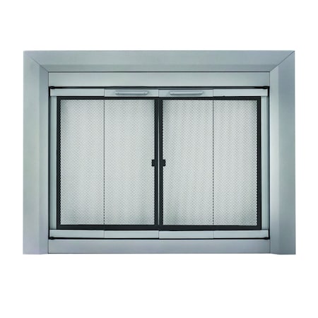 Fireplace Glass Doors Clairmont Large Skyline Nickel CM-3012SN | Zoro