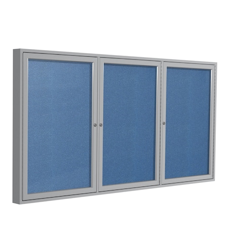 Ghent Enclosed Bulletin Board, 3 Door, Vinyl, 3 ft H x 6 ft W, Ocean ...