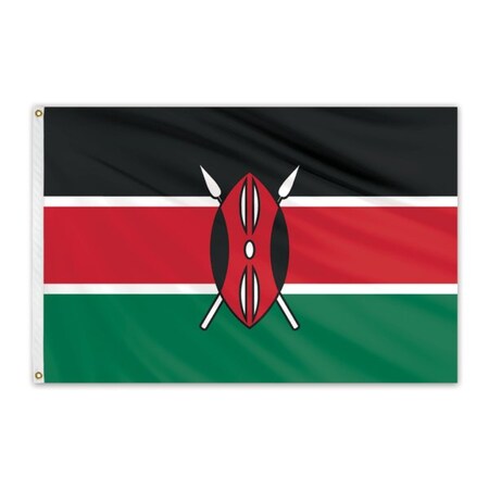 Global Flags Unlimited Kenya Outdoor Nylon Flag 5'x8' 202167 | Zoro