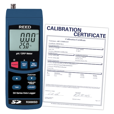 Reed Instruments REED R3000SD Data Logging pH/ORP Meter, includes ISO ...