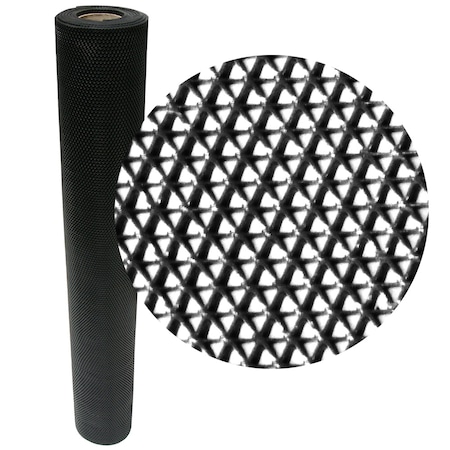 Rubber-Cal Black PVC S-Grip Runner 25 ft. L, 3/16" H 03-W246 | Zoro