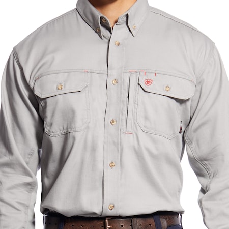 Ariat FR Button Down Shirt, Gray, L, Tall, Long 10019063 | Zoro