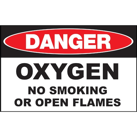 Zing Sign, Danger Oxygen No Smoking, 10x14", PL, 20121 20121 | Zoro