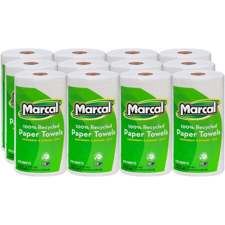 Marcal Perforated Roll Paper Towels, 2 Ply, 210 Sheets, 158 ft, White ...