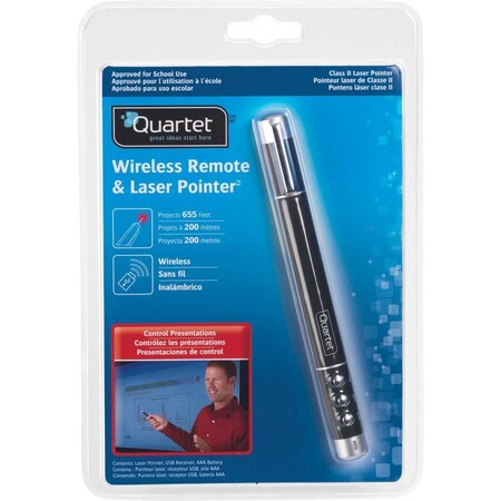Quartet Wireless Remote/Laser Pointer, 655ft., Blk 84502 | Zoro