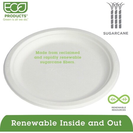 Eco-Products Plate, 9", Heavy Weight, White, PK50 EP-P013 | Zoro