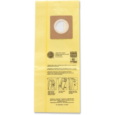 Hoover Cu2 Allergen Vacuum Bags, Yellow, PK10, 10 PK AH10243 | Zoro