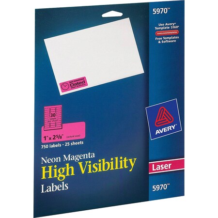 Avery Dennison Magenta, Laser Labels, 1x2-5/8, PK750 5970 | Zoro