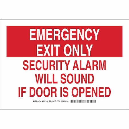 Brady Emergency Exit Sign, Plastic, 10" W, 7" H, security Alarm Will ...