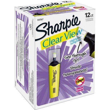 Sharpie Smear Guard Highlighter, Chisel Tip Yellow PK12 1897847 | Zoro