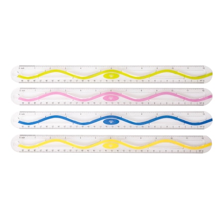 Westcott Rulers, 12" Plastic Wave Ruler, Asst. 15530 | Zoro