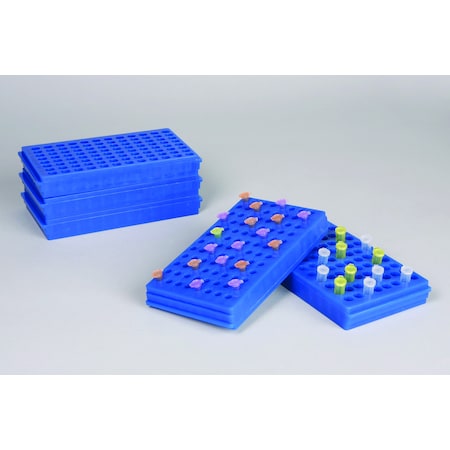 Bel-Art Microcentrifuge Tube Rack, Reversible, Fluorescent Blue, 96 ...