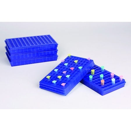 Bel-Art Microcentrifuge Tube Rack, Reversible, Blue, 96-well F18845 ...