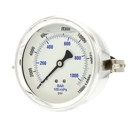 Pic Gauges 4 in Dial, 1/4 in NPT Male Center Back Location, Stainless ...