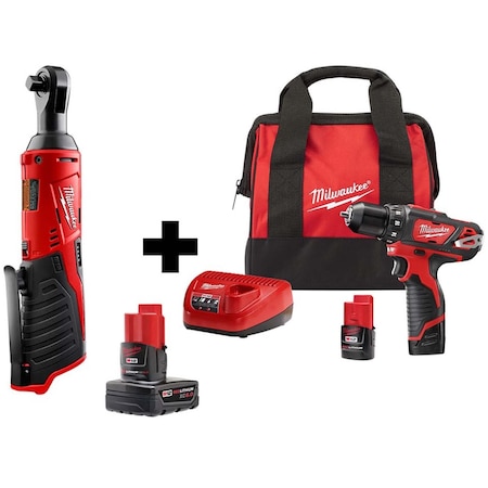 Milwaukee Tool M12 3/8 in Drill/Driver Kit + M12 Cordless 3/8 in ...