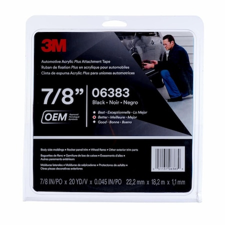 3M Acrylic Plus HighBondTape 06383 Blk, PK12 06383 | Zoro