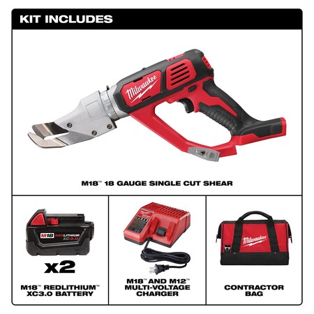 MILWAUKEE M18 Cordless 18 Gauge Single Cut Shear Kit (2637-22) | Zoro
