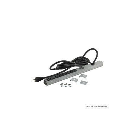 80/20 Power Strip, 20"Longx15 ft., Cord, 20 Amp 2675 | Zoro