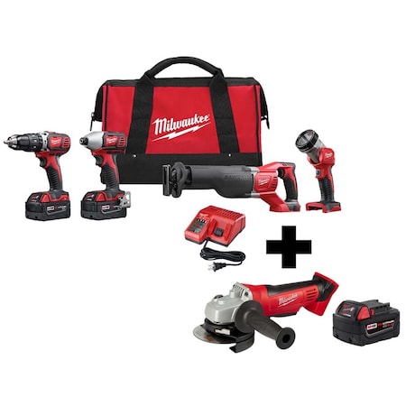 Milwaukee Tool Cordless Combo Kit, w/Grinder and Battery 2696-24, 2680 ...
