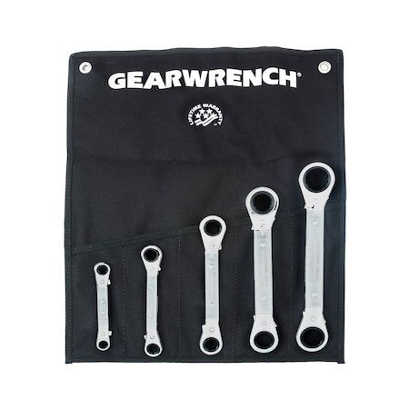 Gearwrench 5 Pc. 6 & 12 Point SAE 25° Offset Laminated Ratcheting Box ...