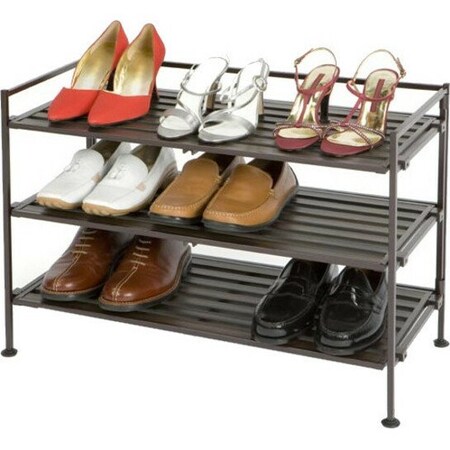 Seville Classics Slat Utility Shoe Rack, 3-Tier, Resin, Esp SHE15893 | Zoro