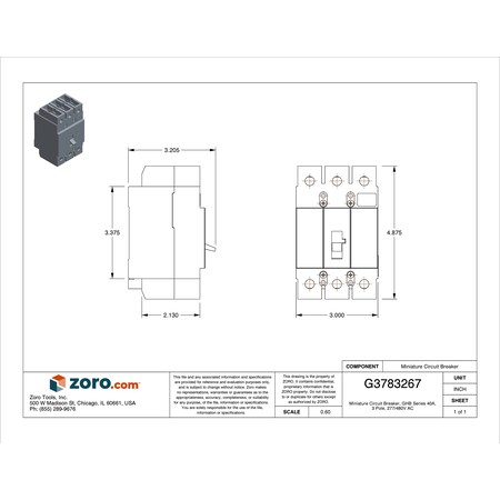 EATON 40A, 3 pole Miniature Circuit Breaker, GHB, 277/480V AC, - GHB3040