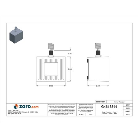 Square D Surge Protection Device, 1 Phase, 120/240V AC, 2 Poles, 3 ...