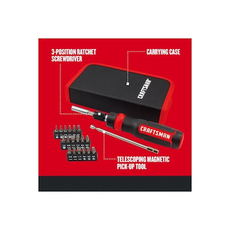 Craftsman Multi-Bits Ratcheting Screwdriver, 26-pc CMHT68001 | Zoro
