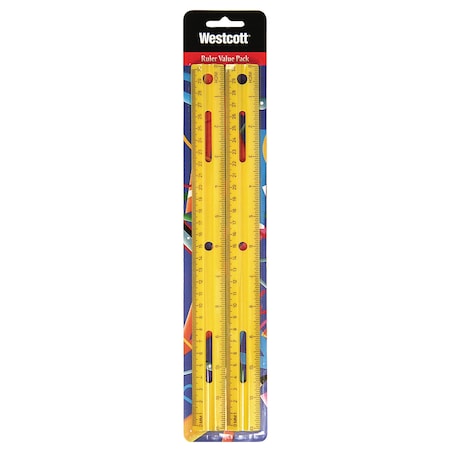 Westcott Rulers, 12" Value Pack Card - 2 ea. 12" Plastic Rulers 32122 ...