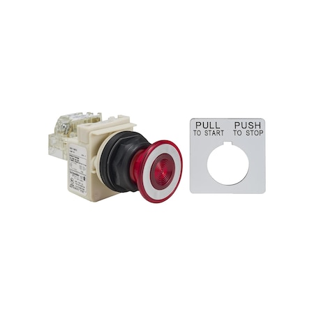 Square D Illuminated push-button, Harmony 9001SK, plastic, mushroom ...