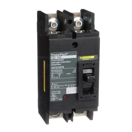 SQUARE D 150A, 2 pole Molded Case Circuit Breaker, POWERPACT, 240V AC, - QDP22150TM