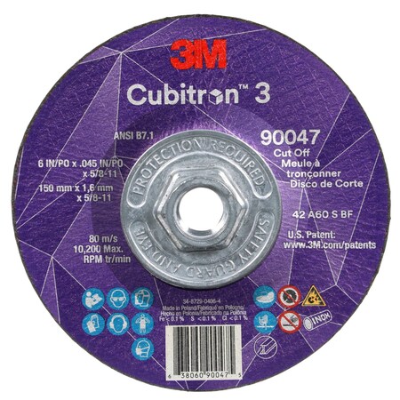 3M Cubitron Cut-Off Wheel, 60 Grit 90048 | Zoro