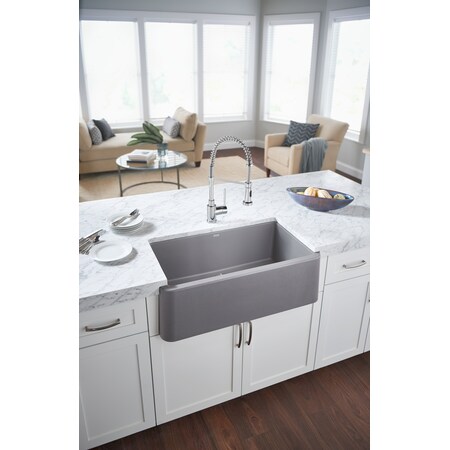 Blanco Ikon Silgranit 33" Apron-Front Farmhouse Kitchen Sink - Metallic ...
