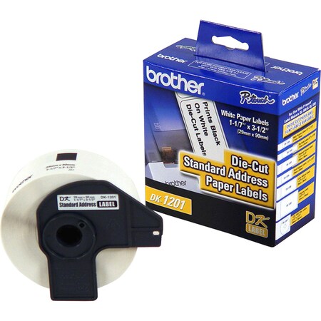 Brother Printer Label, Black/White, Labels/Roll: 400 DK1201 | Zoro