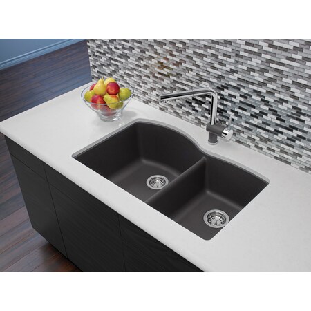 Blanco Diamond Silgranit 60/40 Double Bowl Undermount Kitchen Sink ...