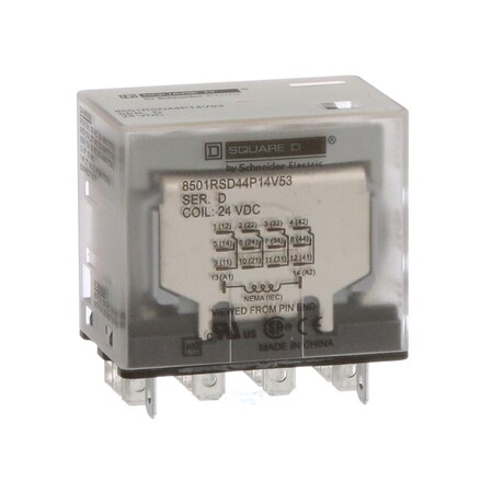 Square D Relay, 24V DC Coil Volts, 4PDT 8501RSD44P14V53 | Zoro