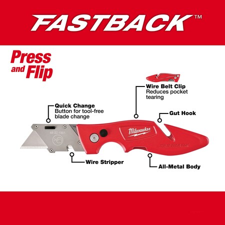MILWAUKEE FASTBACK Flip Utility Knife (48-22-1901) | Zoro
